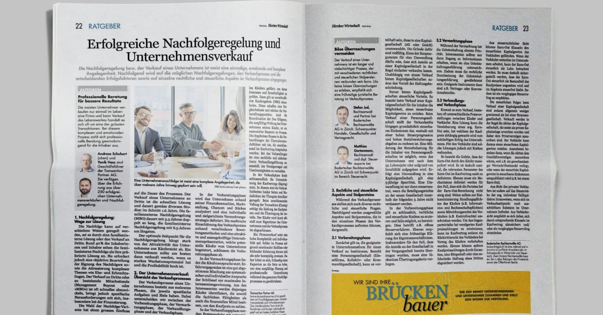 Beitrag Zürcher Wirtschaft Juni 2022 | Transaction Partner AG